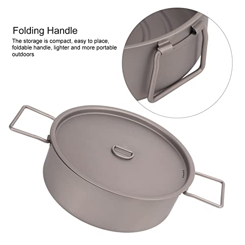 COAECJ Titanium Camping Pot 2L, with Lid and Folding Handle, Camping Cookware for Outdoor Travel Walking Hiking Fishing Beach Picnic Mountaineering Backpacking Camping Pot