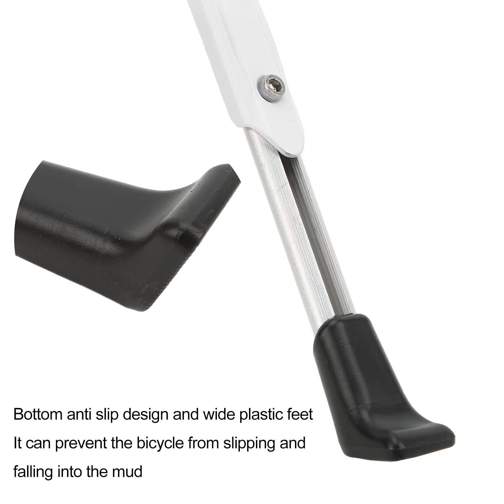 Bicycle Side Support, Bike Kickstand Improve Security Waterproof Anti Slip Design for Mountain Bike for Racing Car White