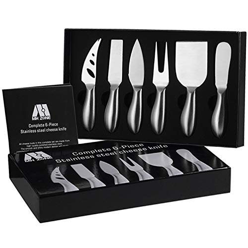 Premium 6-Piece Cheese Knife Set - MH ZONE Complete Stainless Steel Cheese Knives Gift Knives Sets Collection, Suit for the Wedding, Lover, Elders, Children and Friends