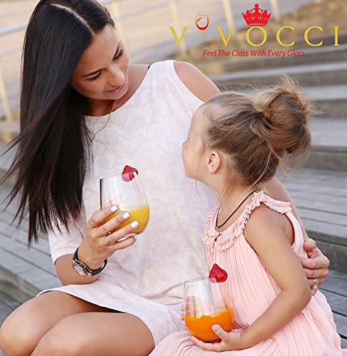Vivocci Unbreakable Elegant Plastic Stemless Wine Glasses 20 oz | 100% Tritan Heavy Base | Shatterproof Glassware | Ideal For Cocktails & Scotch | Perfect For Homes & Bars | Dishwasher-Proof, Set of 4