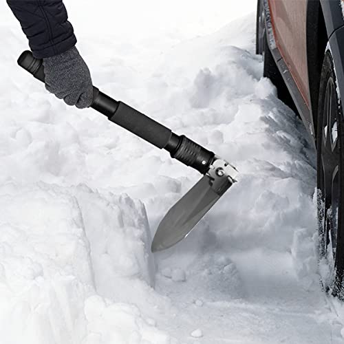 FiveJoy Survival Shovel Multitool (C1) - Portable Collapsible Tactical Tool - Entrenching Backpack Equipment for Hiking Camping Emergency Car - Gifts for Men Dad Husband