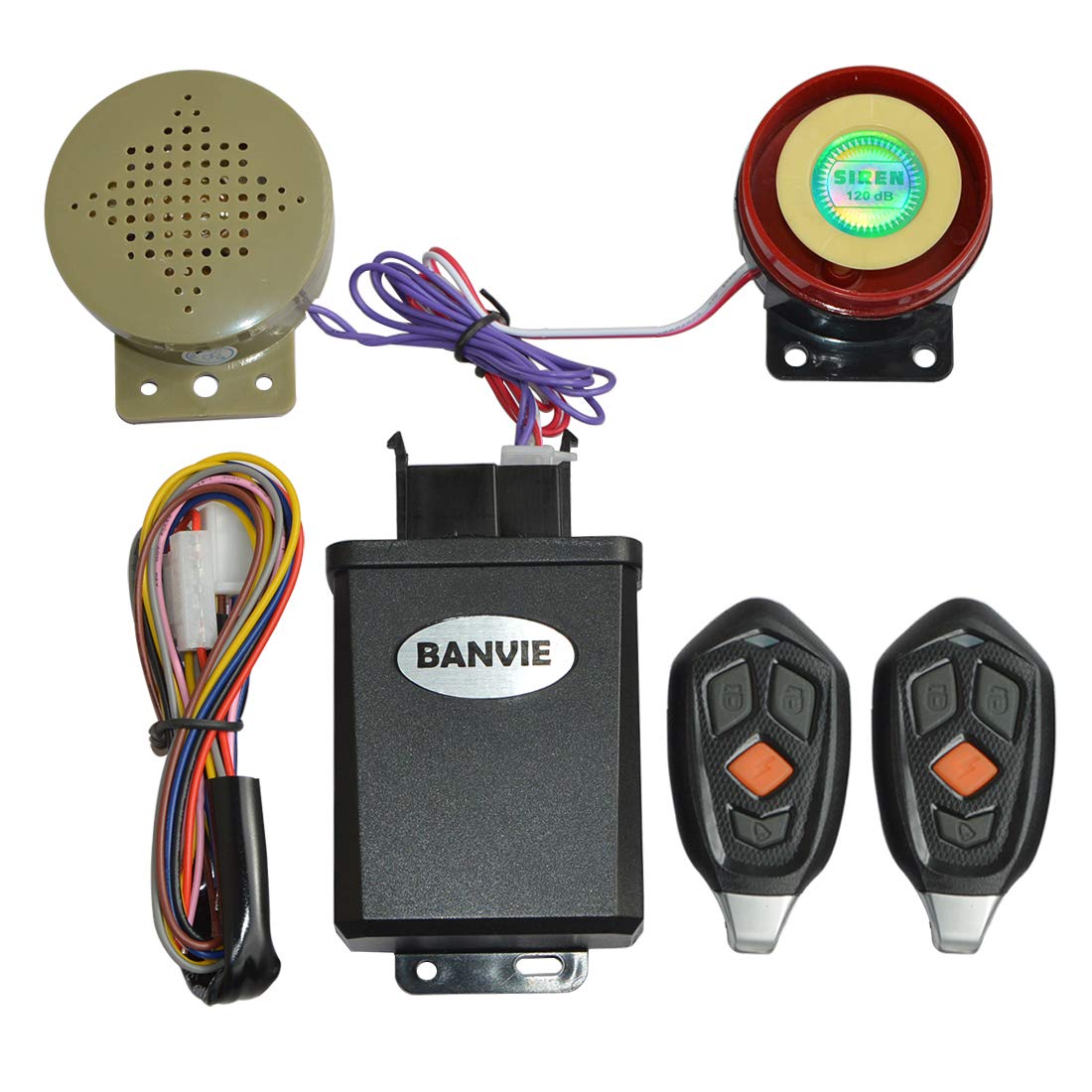 BANVIE Speaking Motorcycle Alarm System with voicing Out Warning and Remote Engine Start Stop