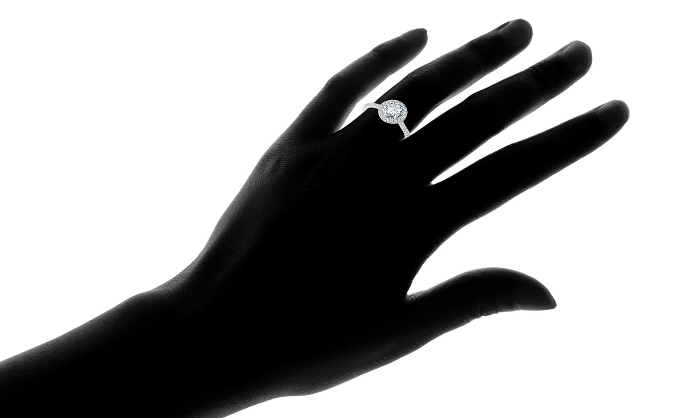 Barzel 18K White Gold Plated Round Halo Cut Cubic Zirconia Engagement Ring (White Gold, 7)