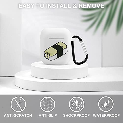 Cute Egg Sushi Silicone AirPods Case Protective Cover Compatible with AirPods 2 & 1 with Keychain
