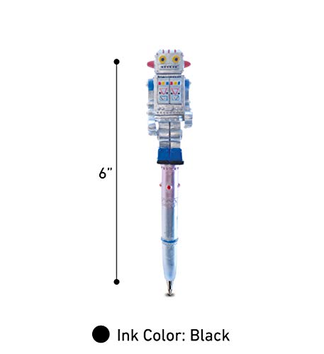 Puzzled Robot Planet Pens - Cute & Realistic Robot Figure Decor On Ballpoint Novelty Pen Toy, Unique Writing Pen Instrument for School and Office