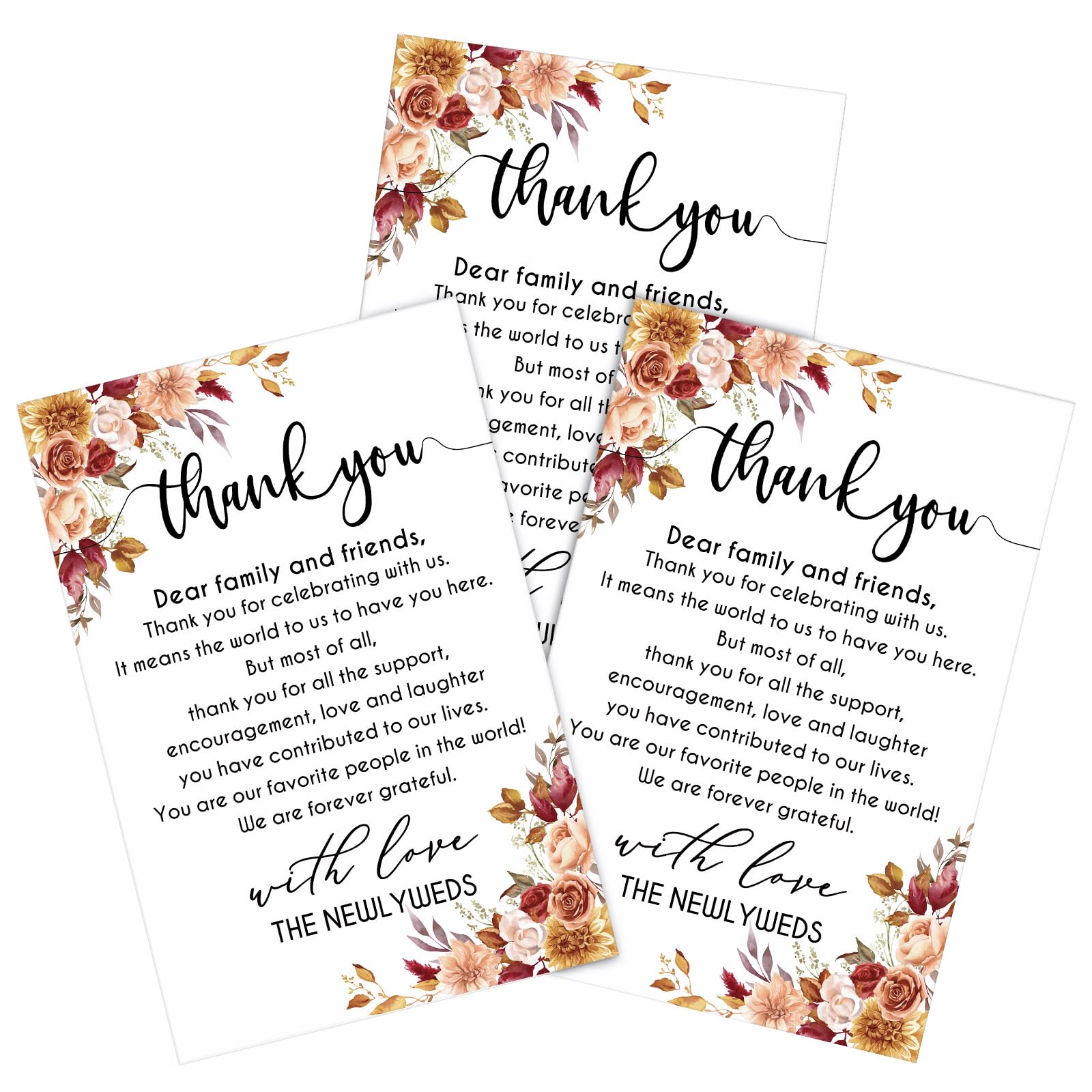 Chinco 100 Pieces Wedding Thank You Cards Thank You Place Setting Wedding Greenery Cards Thank You Place Cards 4 x 6 Inches for Party Wedding Reception Rehearsal Dinner Bridal Shower (Autumn)
