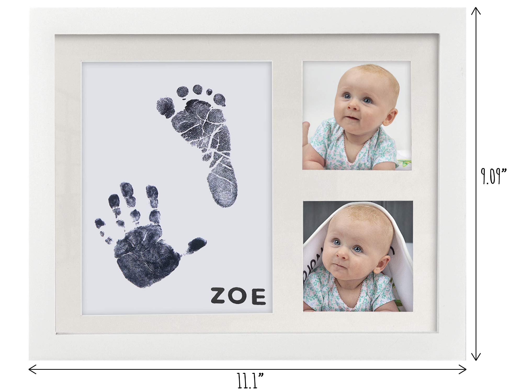 Baby Ink Hand and Footprint Kit β Handprint Picture Frame for Newborns (Safe Clean-Touch Ink Pad for Prints) β Best New Mom and Shower Gift β Foot Impression Photo Keepsake for Girls & Boys β (White)