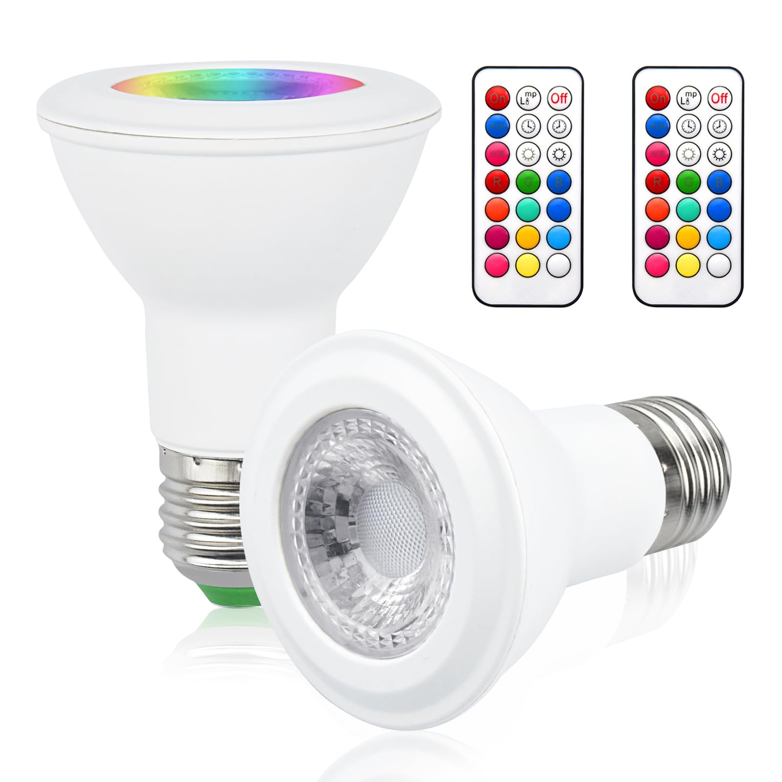 Bonlux 10W LED PAR20 RGB Dimmable Spotlight E26 Medium Base Color Changing Flood Light Bulb with Remote Control for Home Party Stage Holiday Decoration Lighting (RGB + Warm White, 2-Pack)