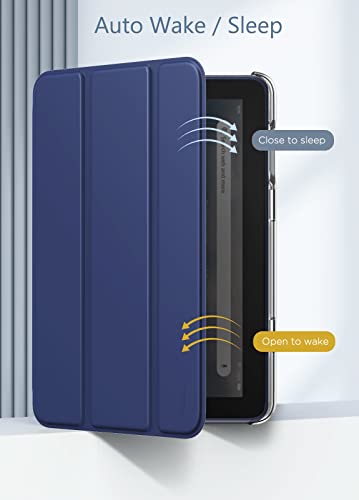 MoKo Case Fits Amazon All-New Kindle Fire 7 Tablet (2022 Release-12th Gen) Latest Model 7", PU Leather Trifold Stand Cover with Translucent Frosted Backshell with Auto Wake/Sleep, Indigo