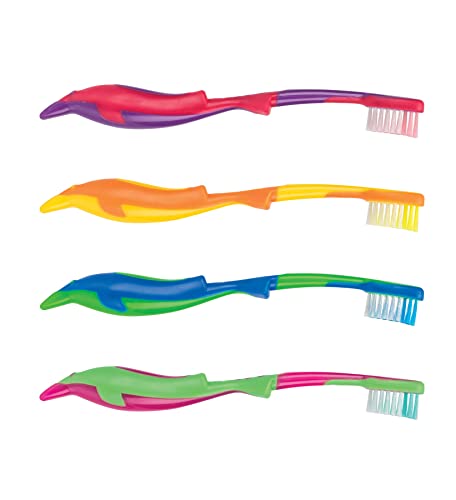 SmileGoods Y264 Child Toothbrush, Soft, Dolphin Grip, Individually Packaged Toothbrushes, Assorted Colors, Bulk Pack of 72