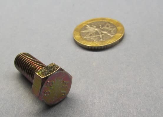 Class 8.8 Yellow Zinc Steel Bolts FT M8 x 1.25 mm x 20 mm Long 10 pcs