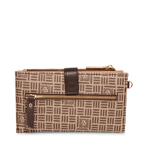 Anne Klein AK Wallet w/Wrist Strap, Cream-Brown w/Espresso