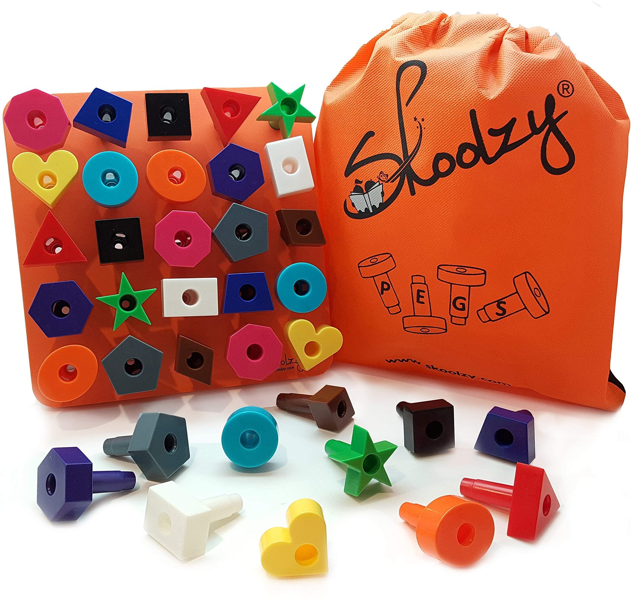 Skoolzy Peg Board Toddler Stacking Toys - Plastic Peg Board Toddler Toys