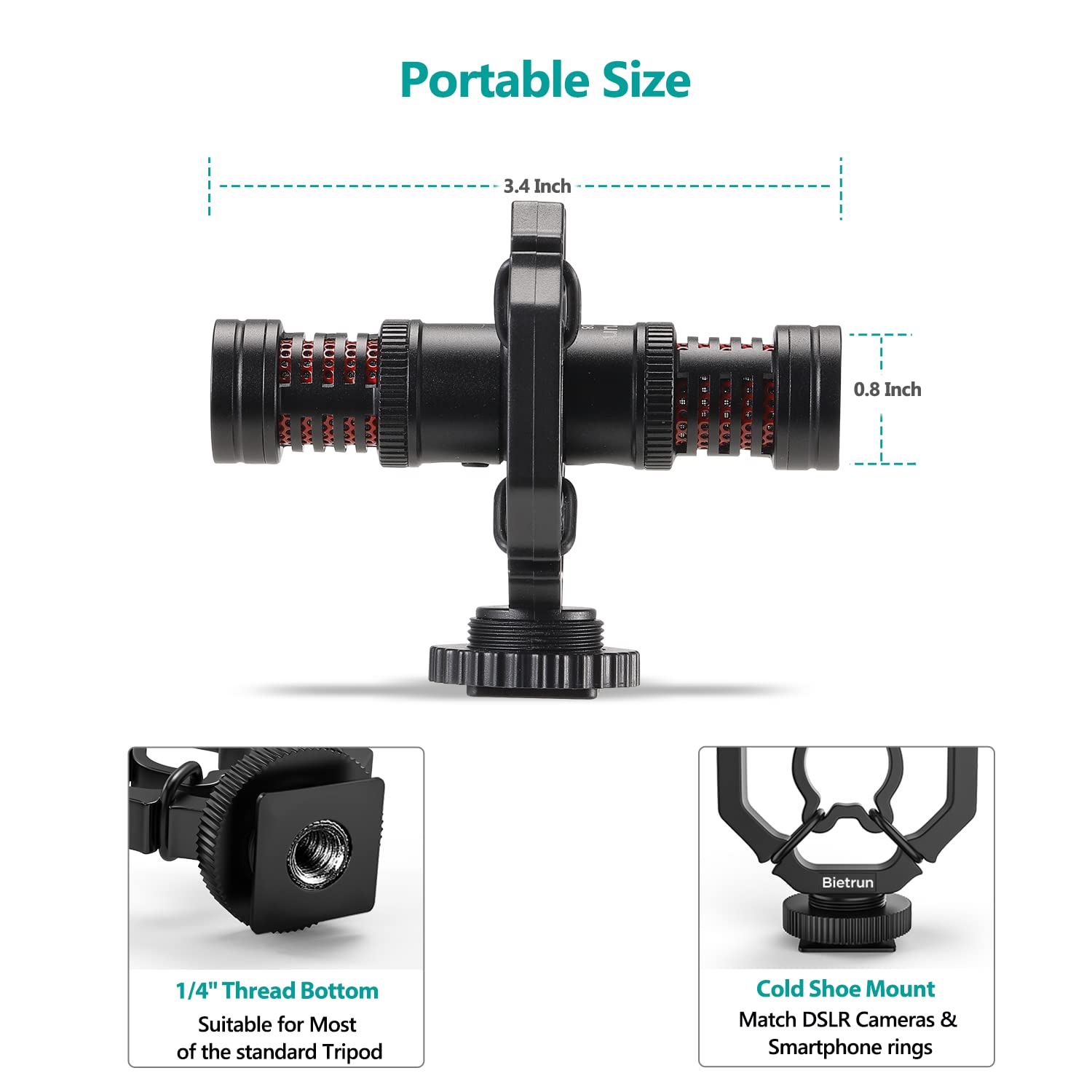 Bietrun Two-Sided Camera Microphone for Canon Sony Nikon DSLR Camera with Shock Mount, Deadcat Windscreen, Universal External Video Metal Shotgun Mic for Tiktok YouTube Vlogging, Interview, Recording