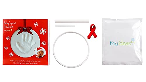Tiny Ideas Baby's Handprint or Footprint Christmas Ornament, Easy No-Bake Keepsake Kit, Creative Holiday Gift for New and Expecting Parents, Clay