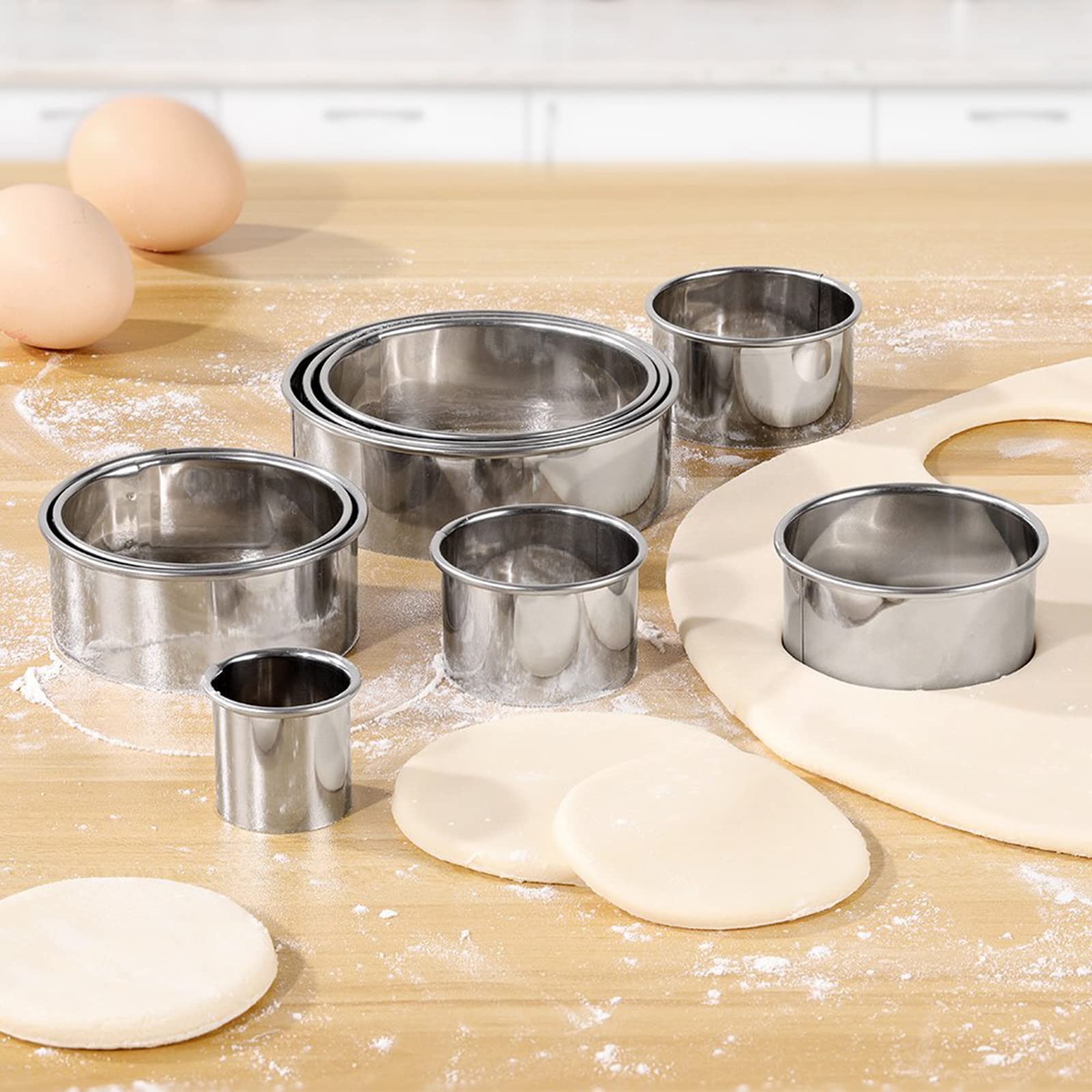 Cookie Cutters, 11 PCS Round Cookie Biscuit Cutter Set, Ring Circle Stainless Steel Metal Cookie Cutter For Dough Pastry Biscuits Muffins Fondant Donut