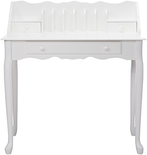 Monarch specialties , Traditional Desk, Solid Wood, Antique White, 36"L