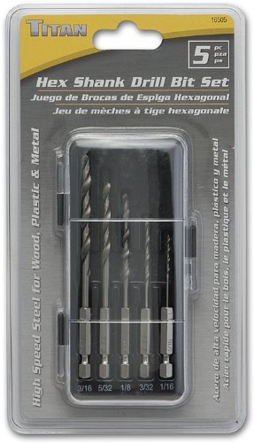 Titan 16505 Hex Shank Drill Bit Set - 5 Piece