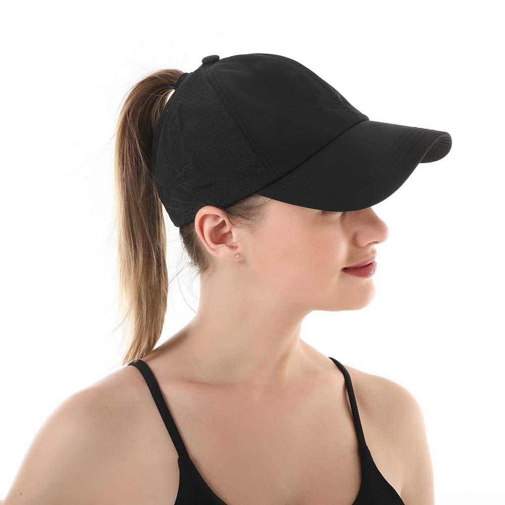 Bonvince Womens Criss Cross Ponytail Hat Quick Drying Baseball Cap Sun Hats UV Protection Sport Cap Dark Blue