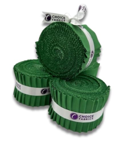 Choice Fabrics Supreme Solids - Jelly Roll (20 cuts) - Premium 100% Cotton Quilting Fabric (Fern Green), FE-62210-001