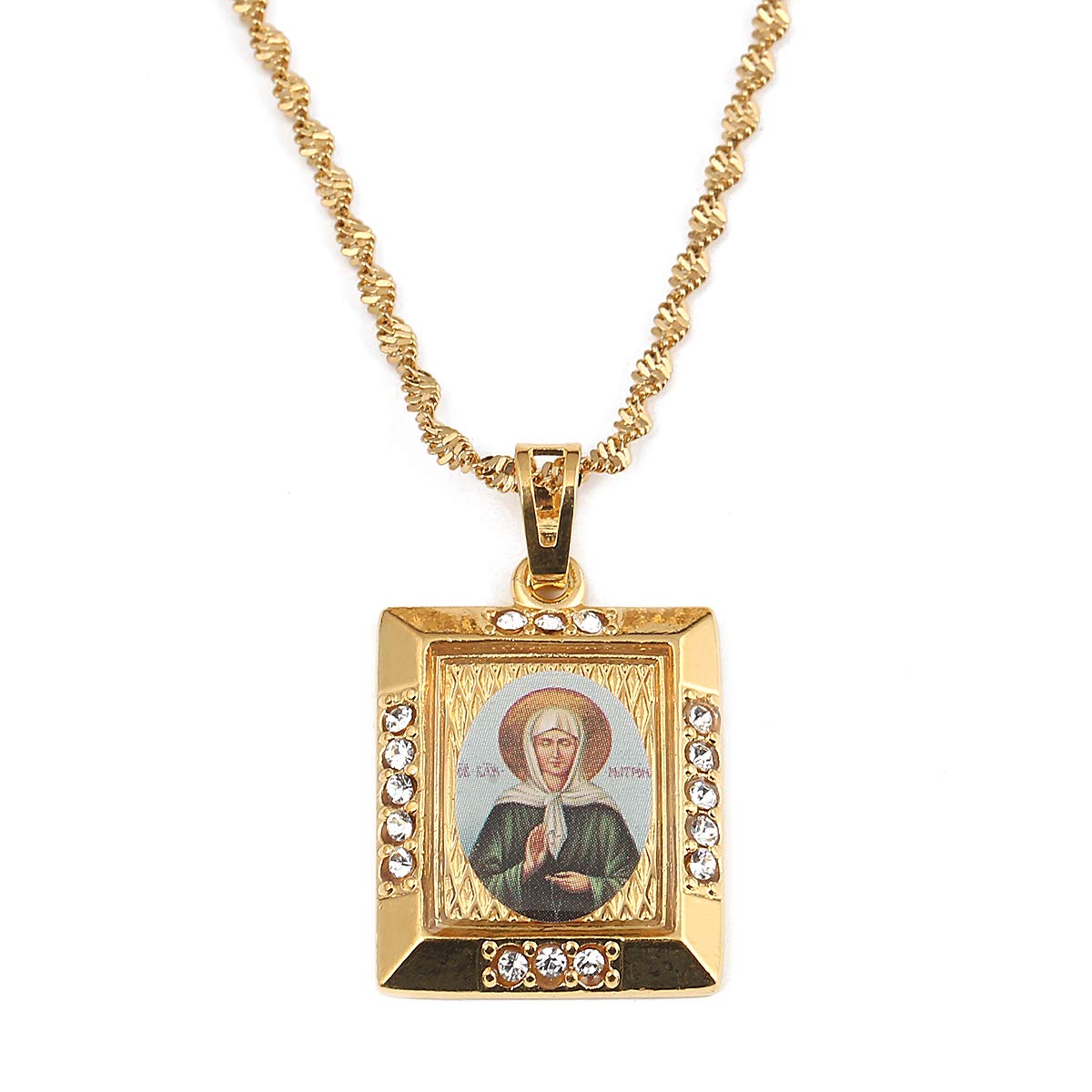 BR Gold Jewelry Russia Blessed Matrona of Moscow Pendant Necklaces Catholicism Orthodox Church Virgin Mary