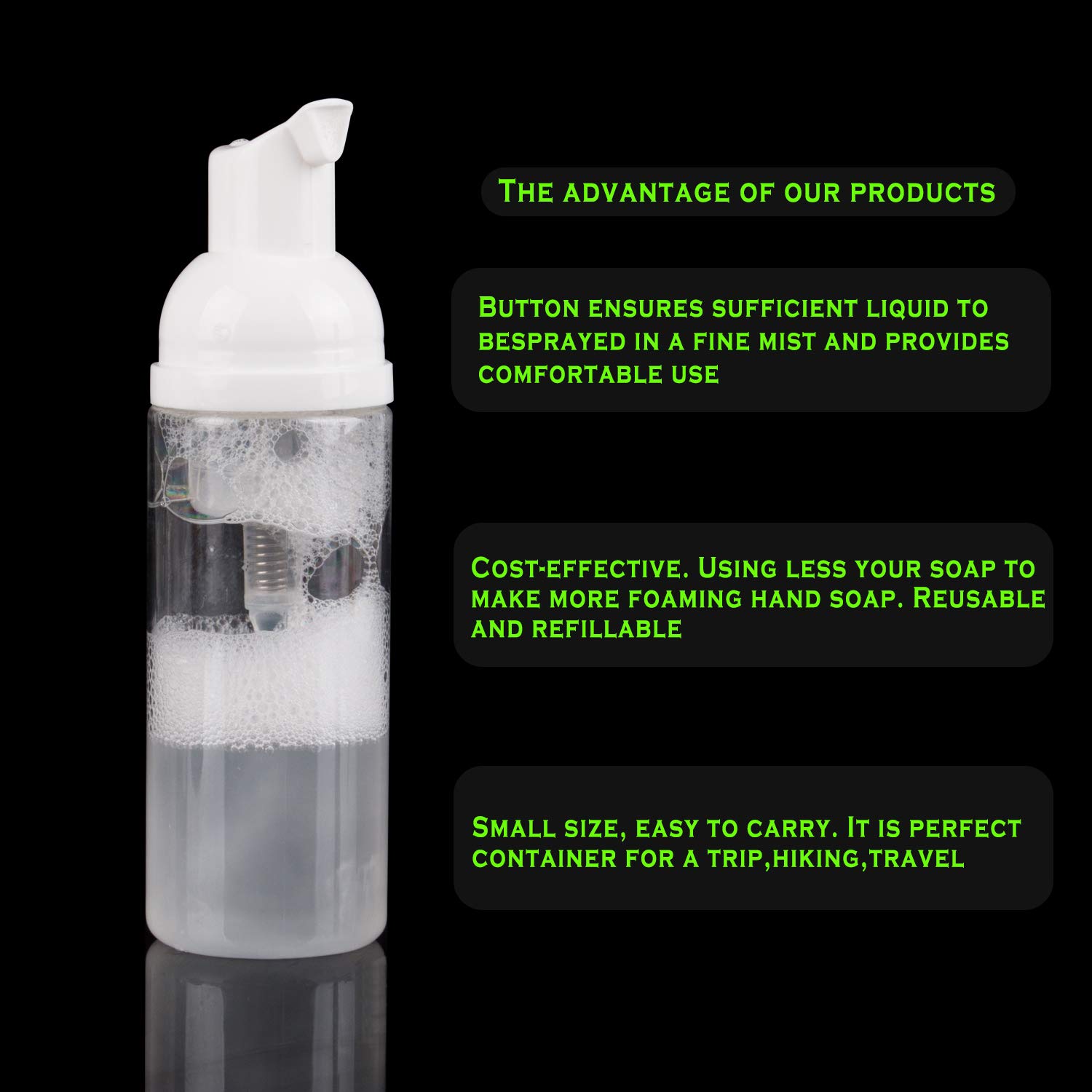 BuQiuRen Foam Pump Bottle 10 Pcs 2oz Foaming Soap Pump Dispenser & BPA Free for Cleaning, Travel, Cosmetics Packaging, Hand Soap Foaming, Shampoo