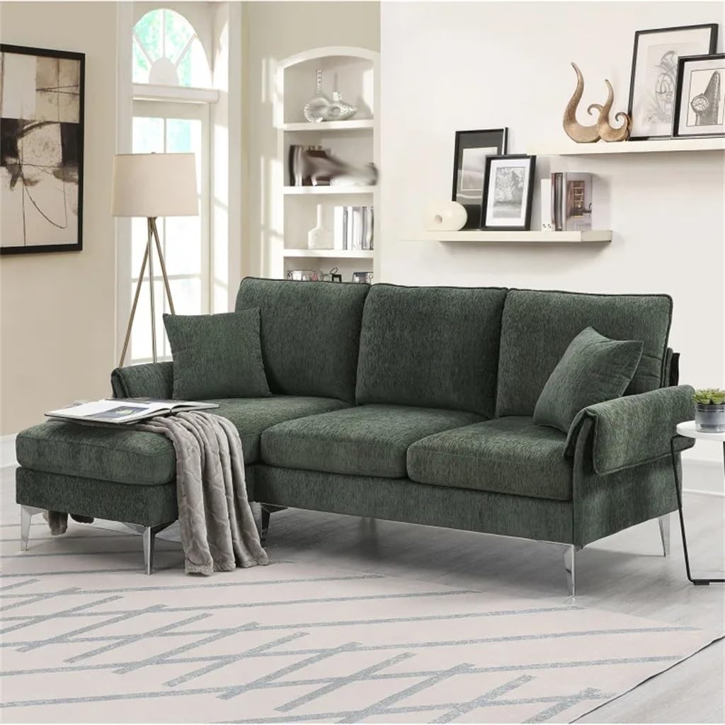 BHVXW Convertible Sectional Sofa, Chenille L-Shaped Sofa Couch with Reversible Chaise Lounge, Fit for Living Room, Apartment (Color : E, Size : As Shown)
