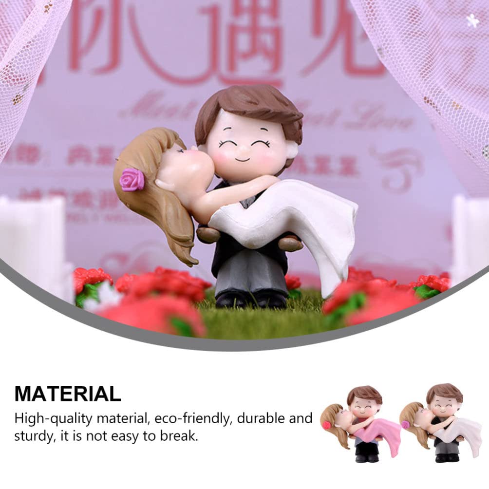 NUOBESTY Cake Ornament Wedding, Groom and Bride Couple Figures Resin Decoration for Wedding Engagement Bridal Shower Ornament 2pcs Wedding Decor