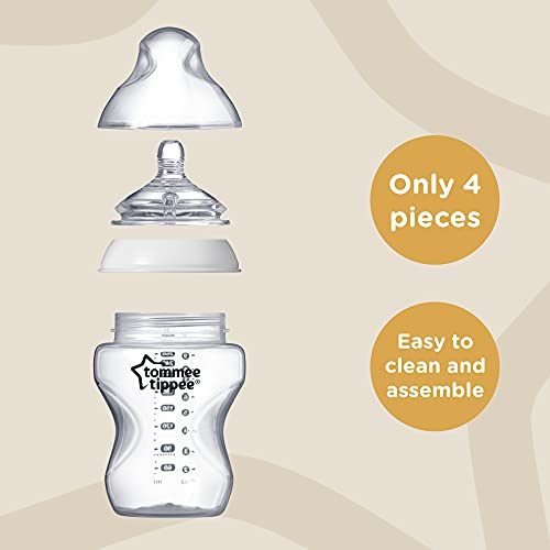 Tommee Tippee Closer to Nature Baby Bottles, Pink | Slow Flow Breast-Like Nipple with Anti-Colic Valve (9oz, 2 Count)