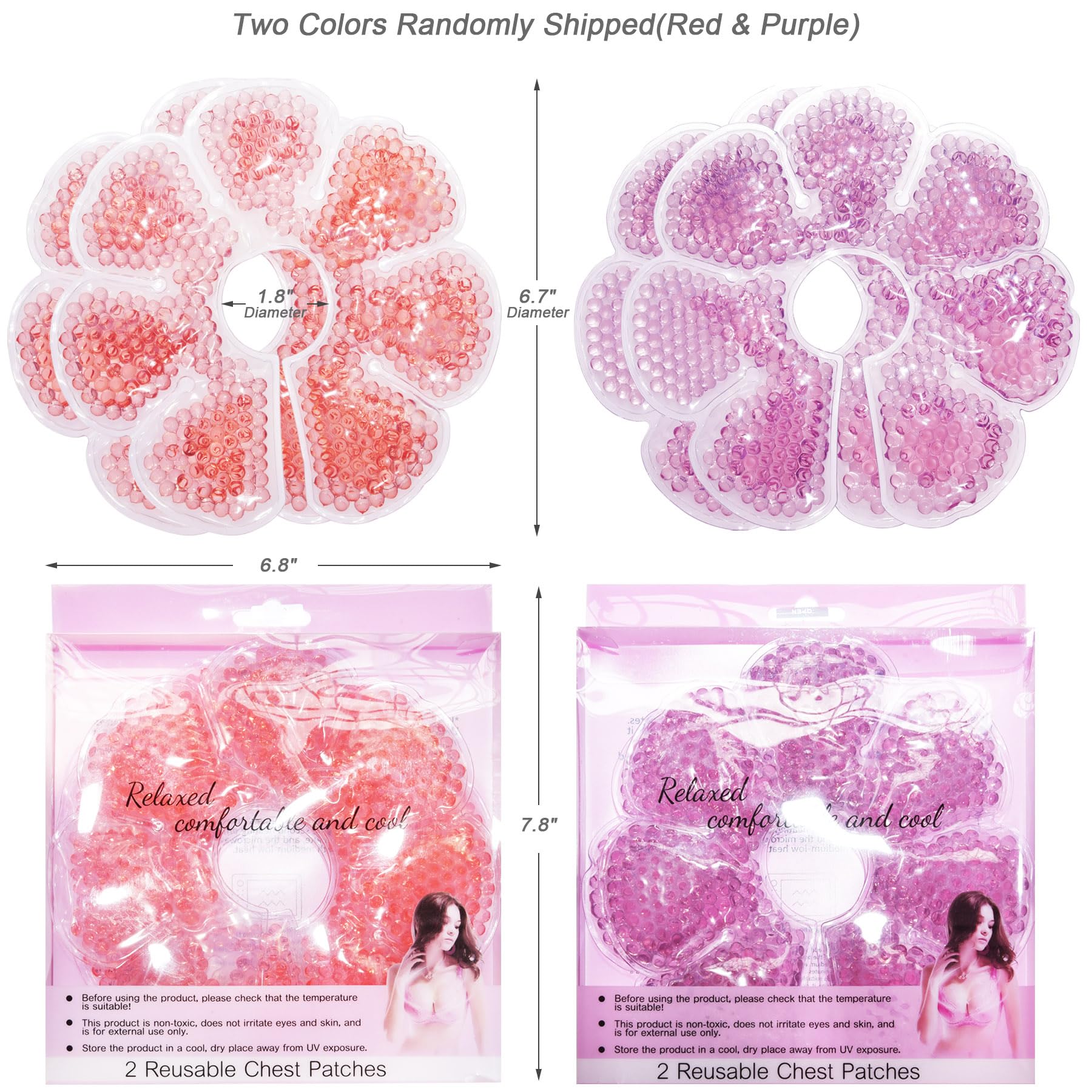 Breast Therapy Packs, Breast Ice Pack, Breast Pads for Breastfeeding, Hot and Cold Soothing Breast Gel Pad for Nursing Moms(2 Pack)
