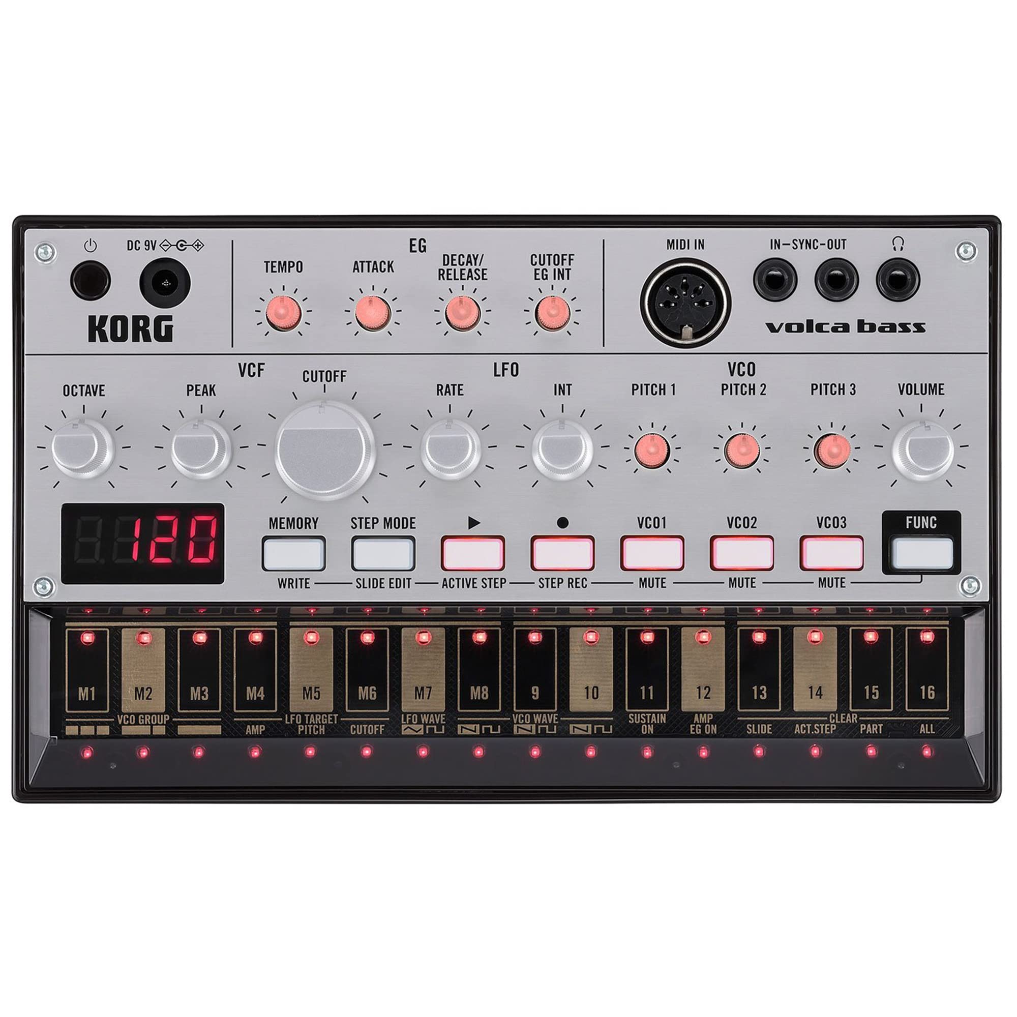 Korg Volca Bass Analogue Bass Machine Bundle w/Korg 9V600MACPP 9v 600ma Power Supply