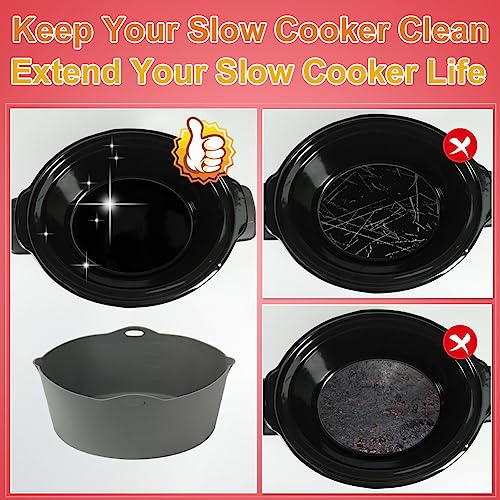 BYKITCHEN 7-8 Quart Reusable Silicone Slow Cooker Liner Compatible with Crockpot, Hamilton Beach Slow Cooker, Large Slow Cooker Insert for Most 7-8 QT Oval Slow Cooker