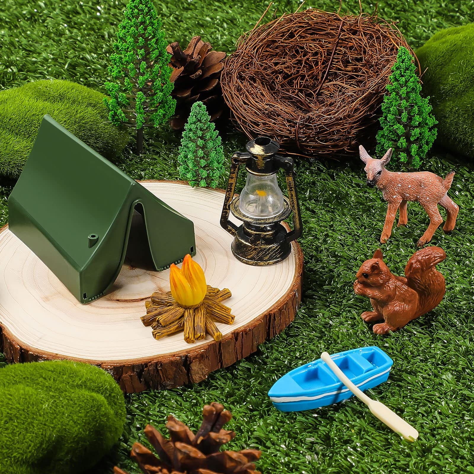 Yookeer 11 Pcs Camping Cake Topper Fireside Camp Decor Set Fireside Camp Christmas Cake Topper Camping Themed Cake Topper Camping Cake Decoration for Forest Theme Birthday Party Supplies(Fresh Style)