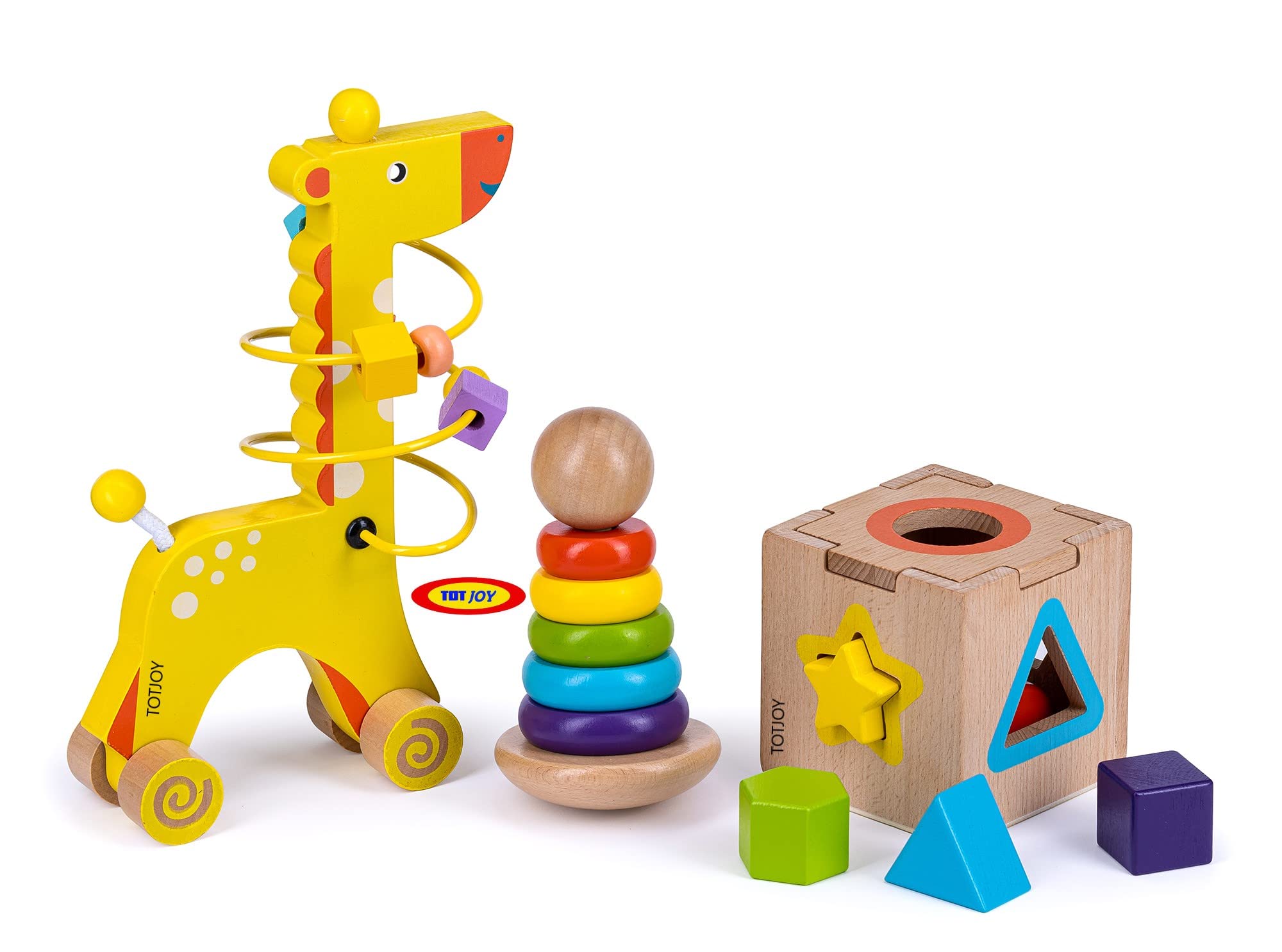 TOTJOY Montessori Toys for 1 Year Olds 18+ Months Wooden Educational Toy for Toddlers Shapes Sorting Stacking Toys Busy Board Sensory Toys Early Development & Activity Toys