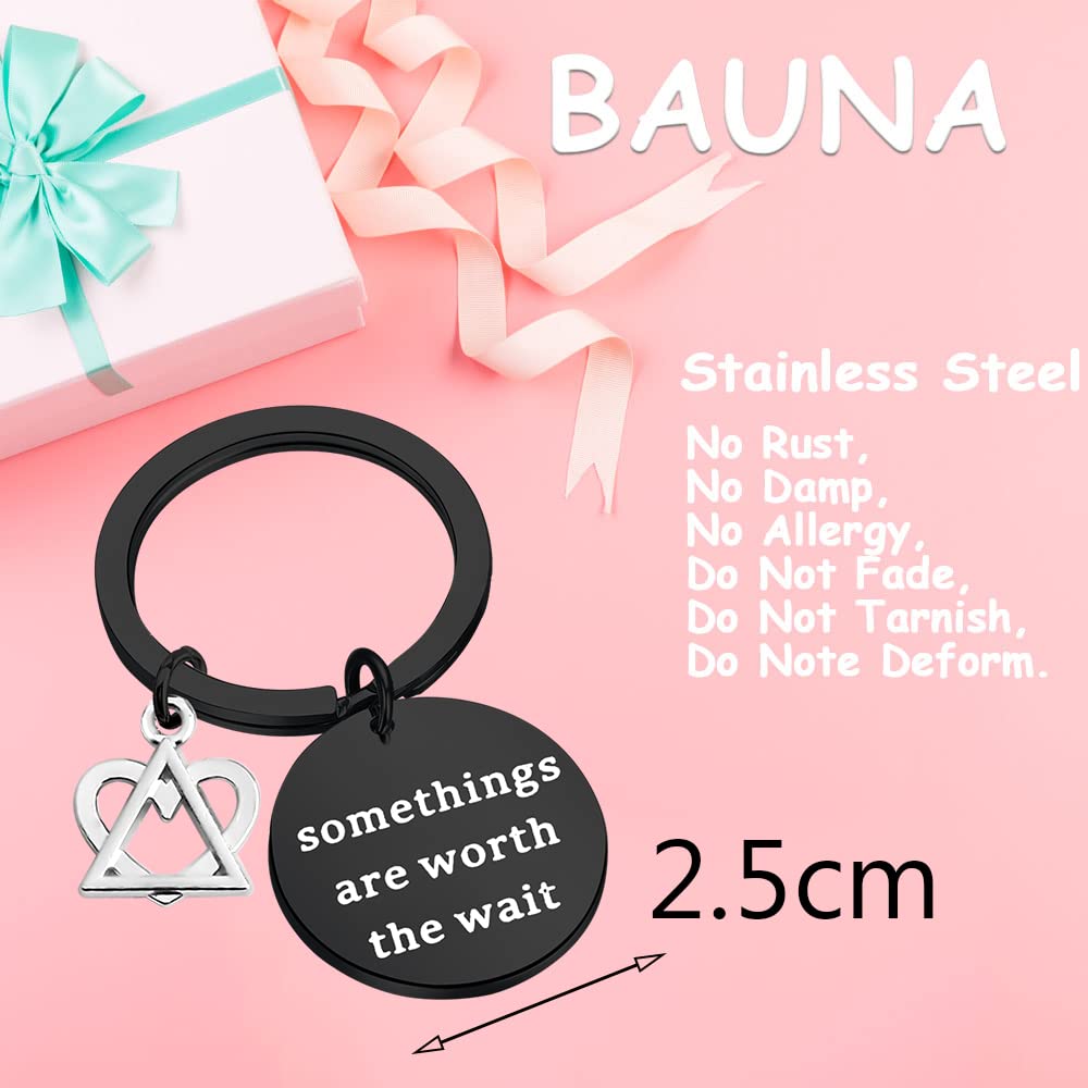 BAUNA Adoption Gifts Stepdaughter Stepson Gifts Keychain Somethings are Worth the Wait Adoptive Mom Gift (Adoption Symbol Charm Keychain)