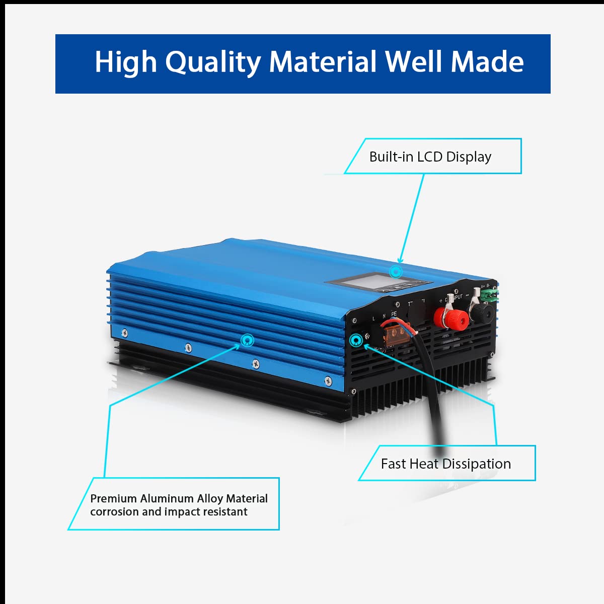 BreeRainz 1000W Solar Grid Tie Inverter with Limiter Sensor,Support 24V Battery or Solar Panel(Voc 26V~45V) Input,MPPT/Pure Sine Wave Output