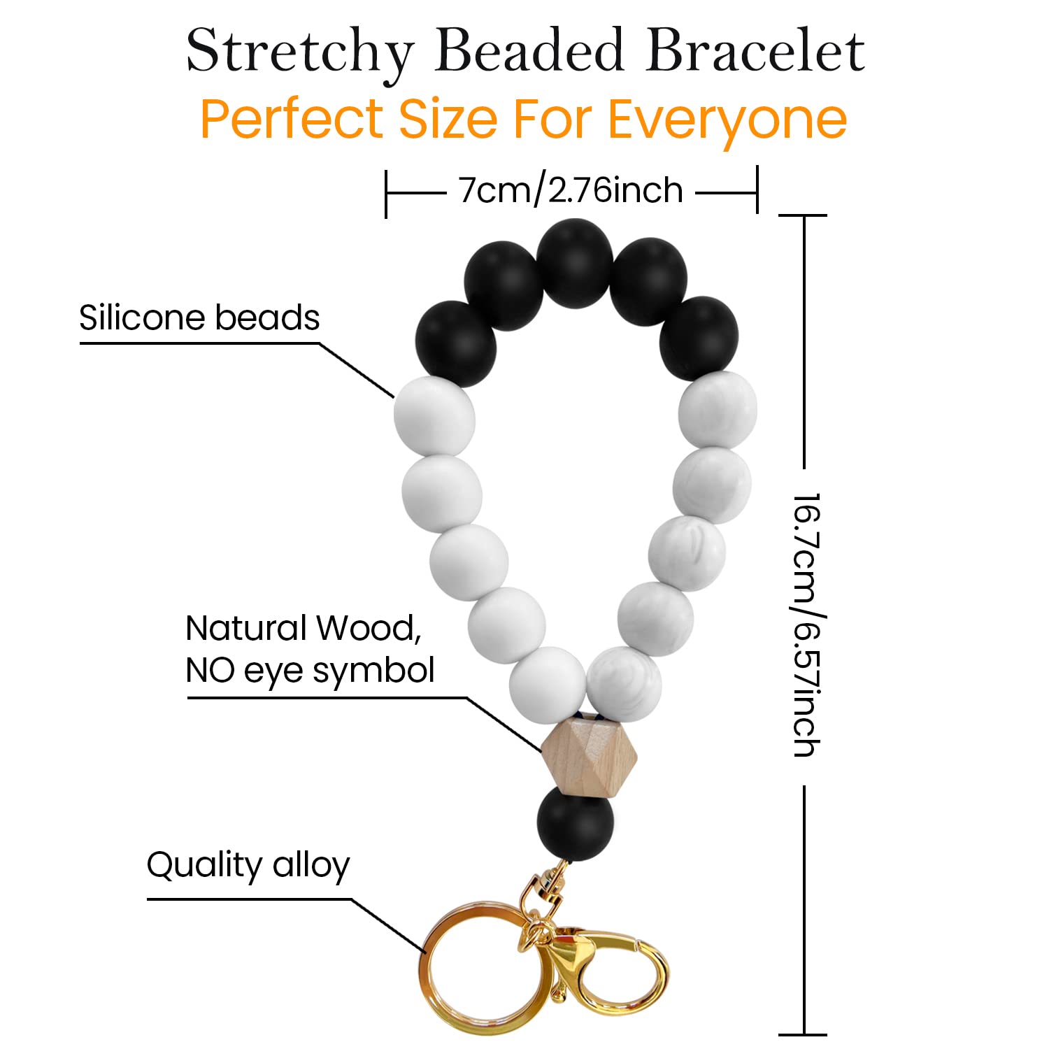 Bracelet Keychain for Women,Ablaze Silicone Beaded Key Ring Bracelet Keys Holder Keychain Bracelet