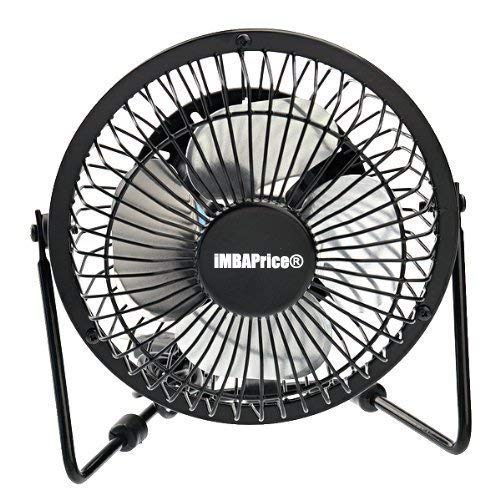 iMBAPrice (Pack of 2) 4" USB Mini Desktop Metal Fan with ON/Off Switch for PC/Laptop (Black)