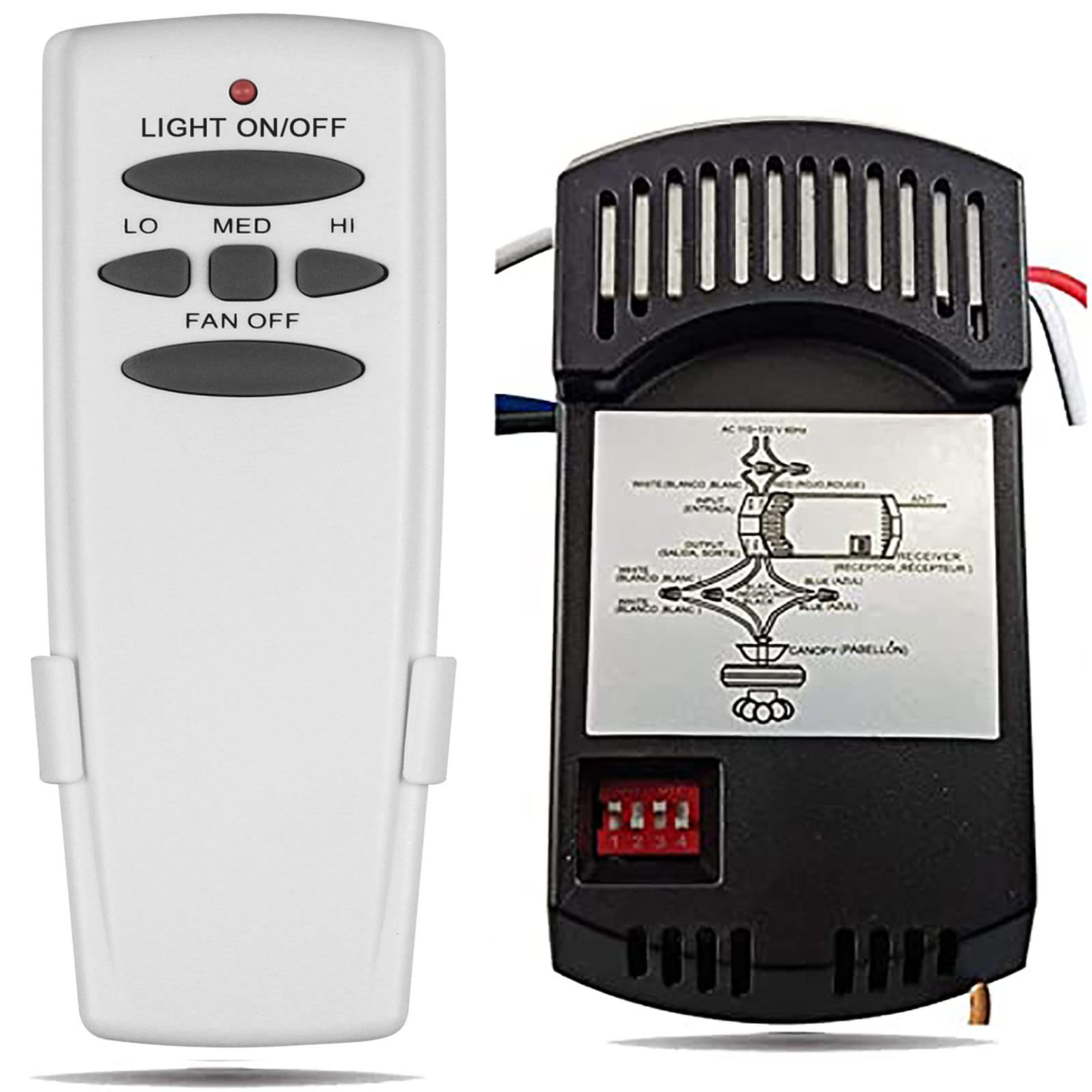 Breeze Bay Universal Ceiling Fan Remote Control and Receiver Kit Replacement of Hampton Bay Harbor Breeze Hunter UC7078T Fan-HD5 Kit, Not Dimmable