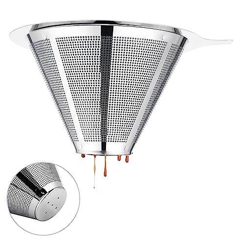 PREONA Pour Over Coffee Dripper,Reusable Coffee Filter,Slow Drip Paperless Stainless Steel Cone Coffee Coffee Maker,Easy to Use and Clean (1-2Cup)
