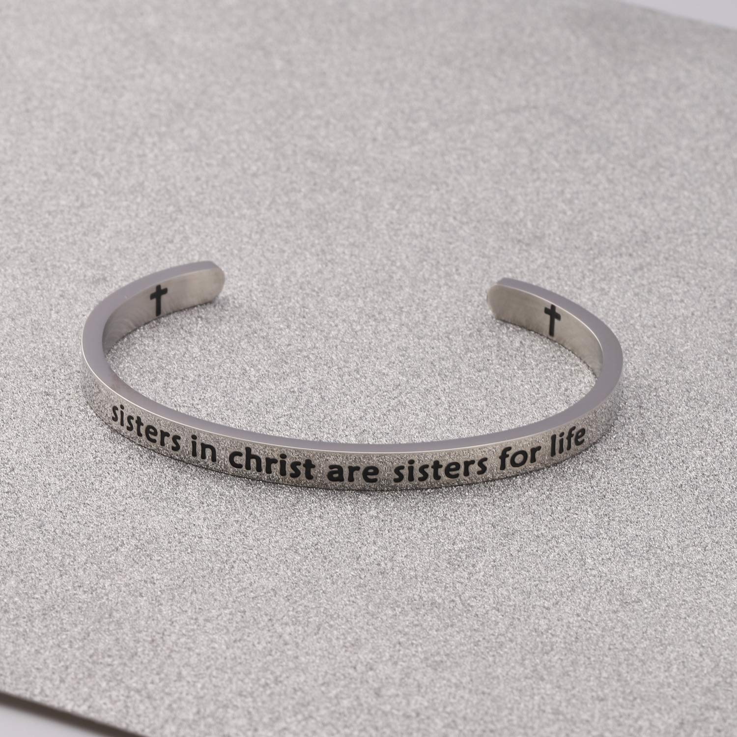 BAUNA Bracelet for Sister Metal Open Cuff Bangle Jewelry Christian Inspirational Gifts