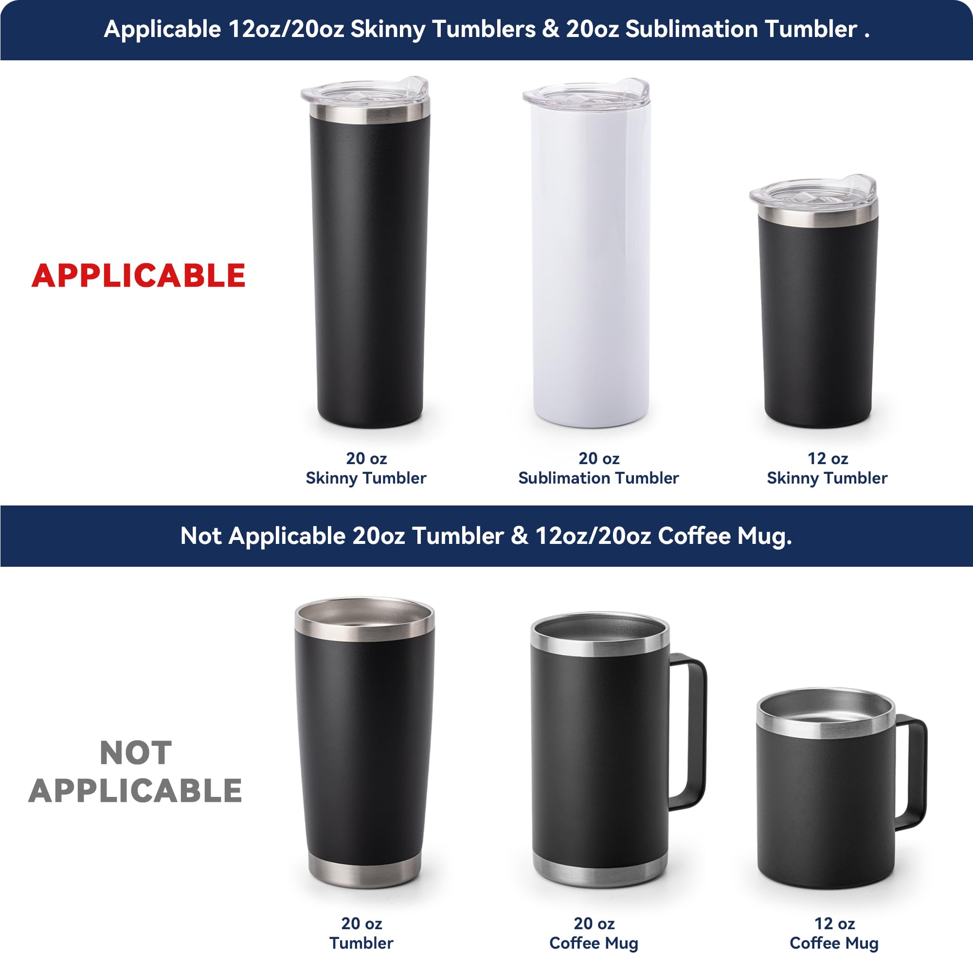 Bluwing 20 oz Skinny Tumbler Lids 2 Pack Tumbler Replacement Lids Spill Proof Sliding Seal Covers, BPA Free