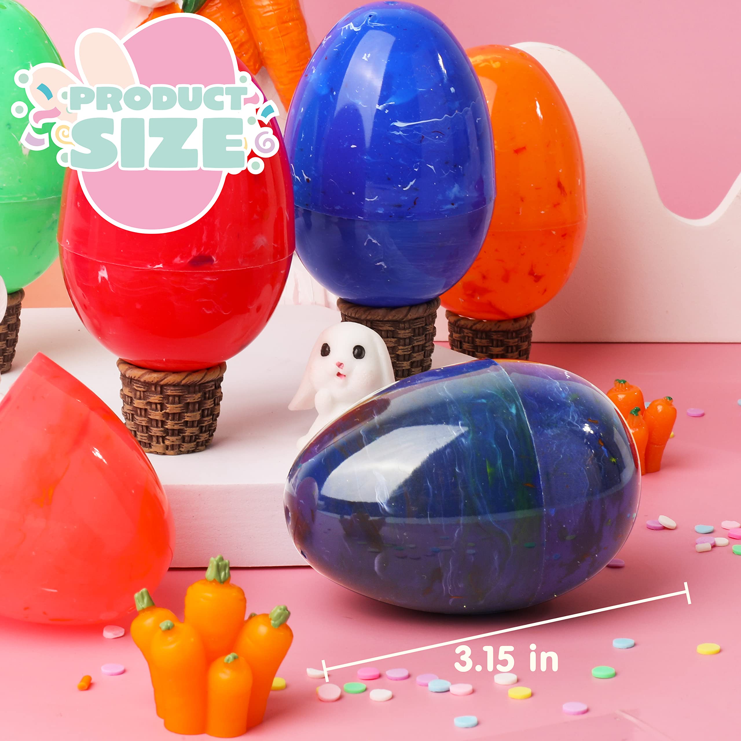 JOYIN 30 Pcs Plastic Iridescent Printed Bright Easter Eggs 3.15" Tall for Easter Hunt, Basket Stuffers Fillers, Classroom Prize Supplies, Filling Treats and Party Favor