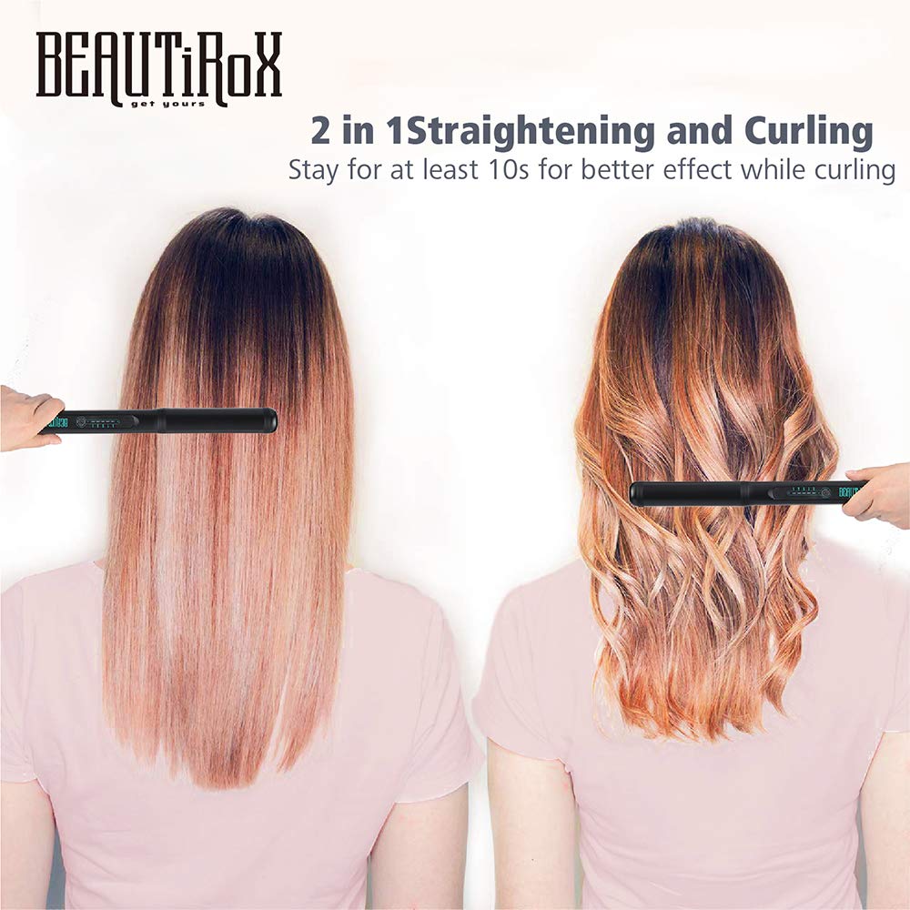 BEAUTIROX Flat Hair Straightener,Professional Iron with Adjustable Temp for Straightening and Curls,Black