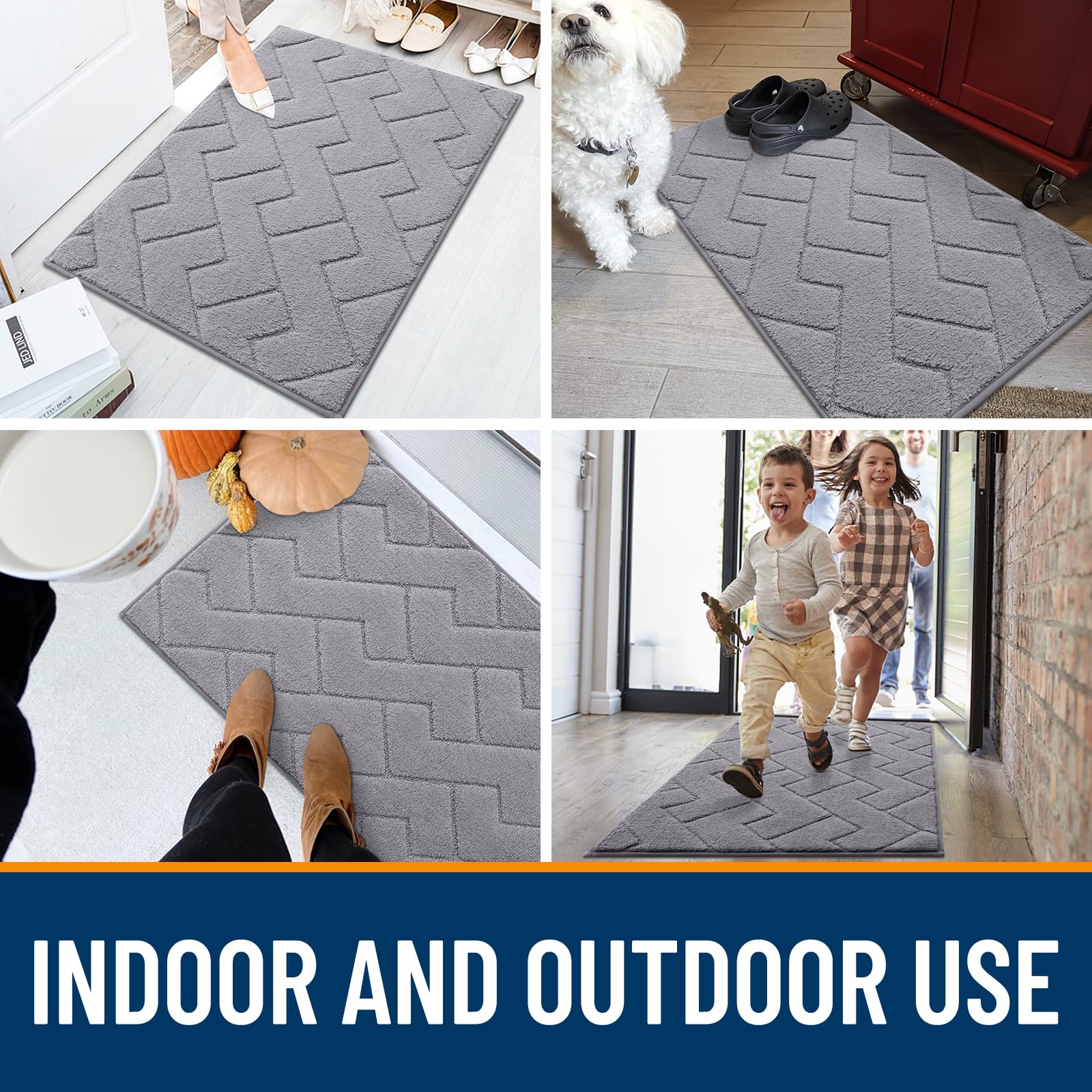 OLANLY Indoor Door Mat, 30x20, Dirt Resistant and Absorbent, Sturdy Non-Slip Rubber Backing, Easy to Clean, Washable Entry Mat, Ideal Low-Profile Mat for Front Back Door and Entryway, Dark Brown