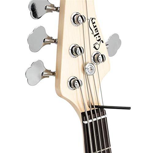 Bass Glarry Gjazz Electric 5 String Bass Guitar Full Size Bag Strap Pick Connector Wrench Tool Burlywood