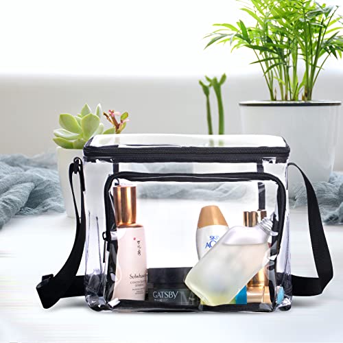 BORMELUN 2Pack Clear Lunch Bag for Work Correctional Officers - Plastic Transparent Lunch Tote Stadium Bags See Through Womem and Men,10.6x8.6x6 inch