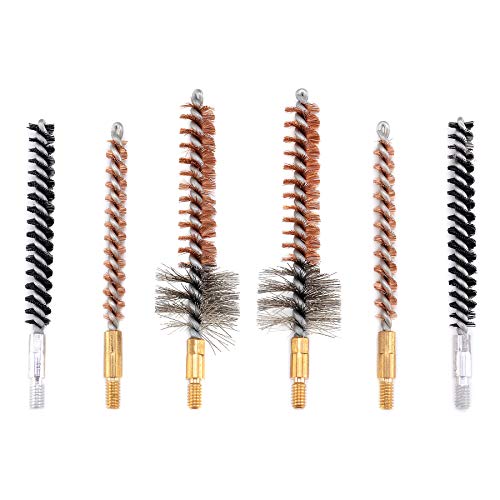BOOSTEADY Phosphor Bristle Bronze Bore Brush Gun Cleaning Chamber Brush Kit with 50 Professional Square Patches in Zippered Pouch