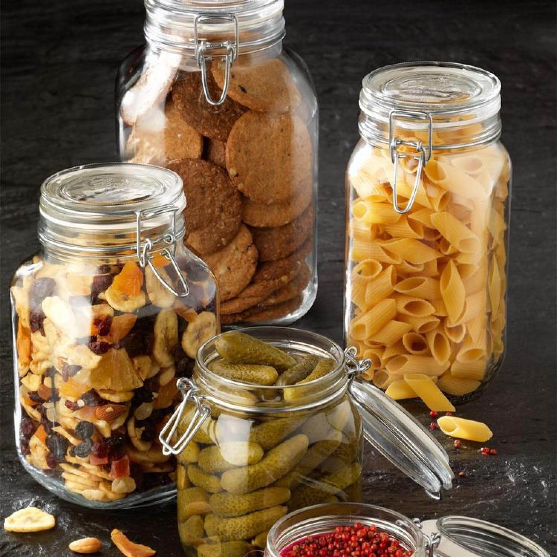 Bormioli Rocco Fido Clear Glass Jar with 85 mm Gasket, 1.5 Liter (Pack of 2)