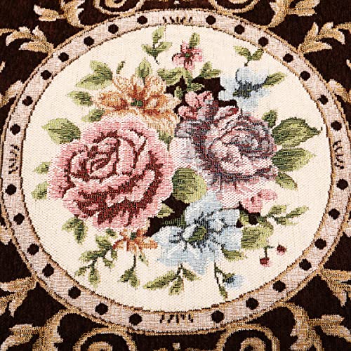 Tyrafry 4ft Floral Round Area Rug Classic Non-Slip Machine Washable Room Mat Sustainable Kitchen Rug Traditional Area Rug for Living Room, Brown